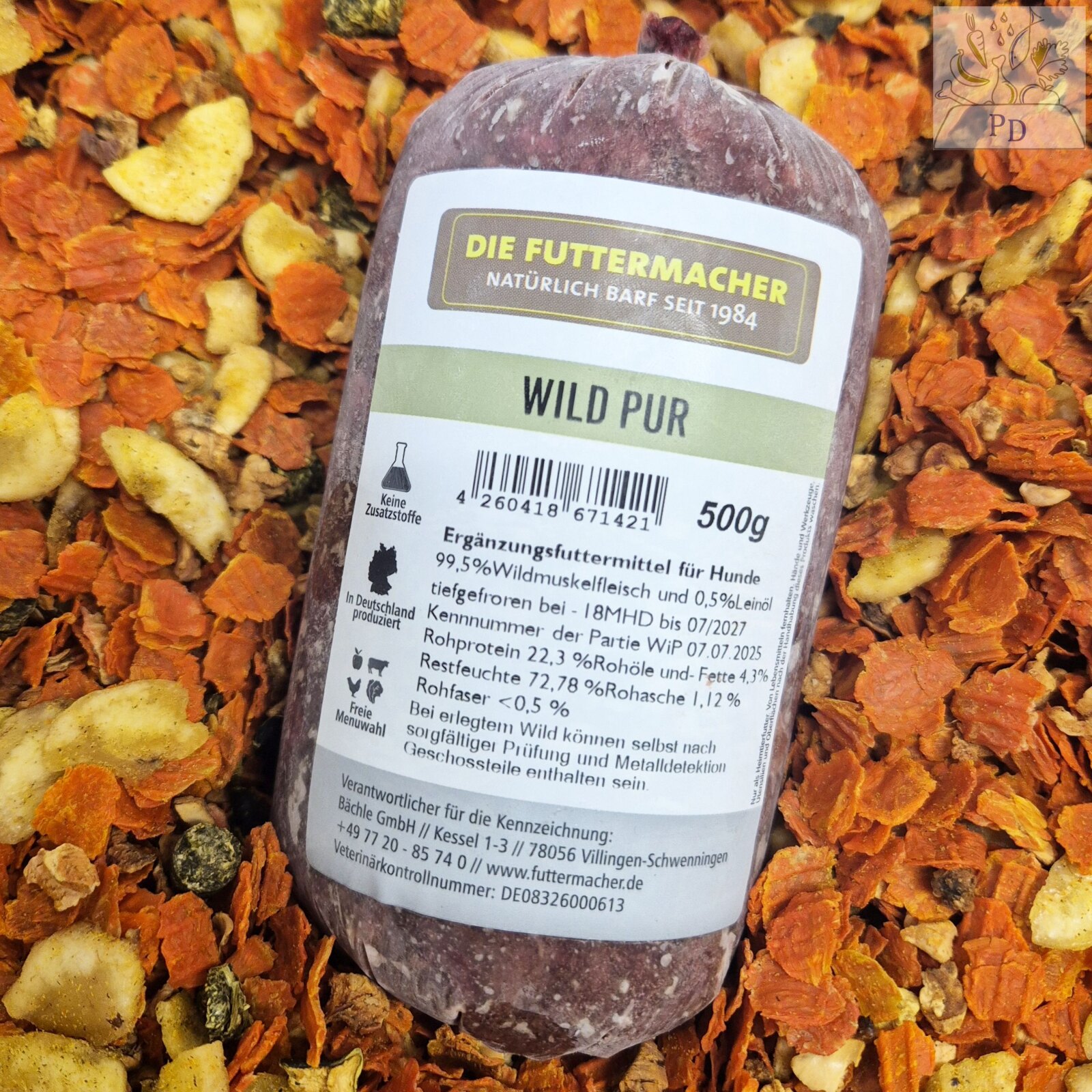 Wild - gefroren, zum Barfen - Trockengemüse und Trockenfleisch zum Ba ...